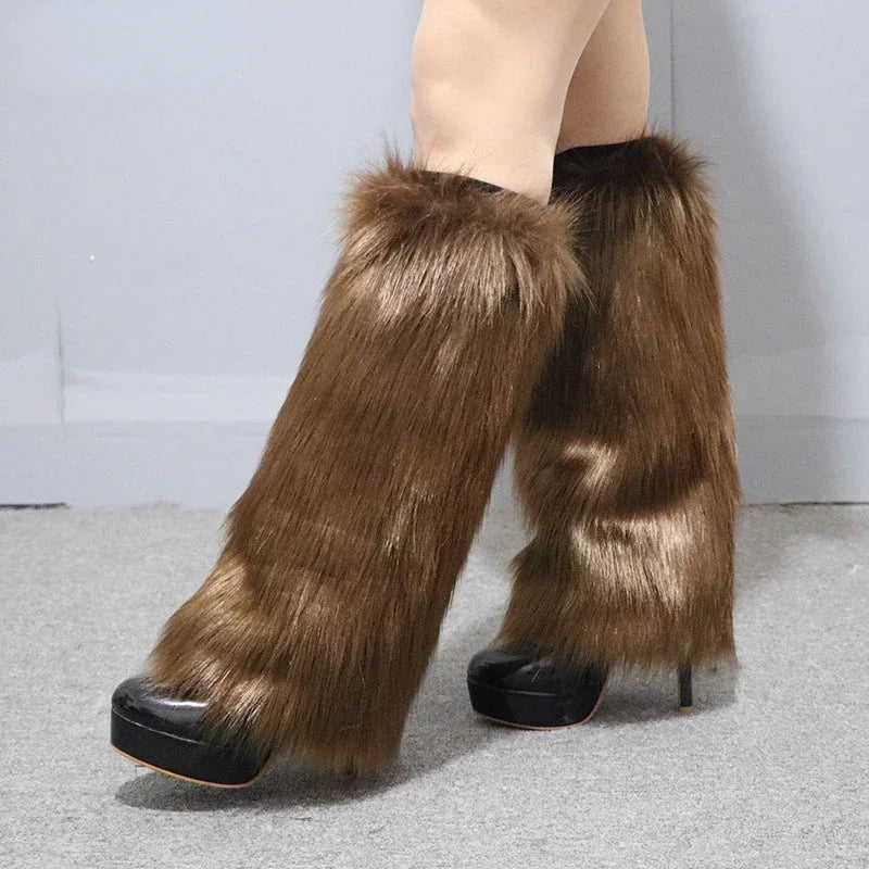 Brown Furry Leg Warmers - Leg Warmers